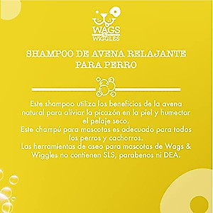 Wags & Wiggles Soothe Oatmeal Dog Shampoo in Warm Vanilla Scent | Oatmeal Dog Shampoo for All Dogs With Dry, Itchy, and Sensitive Skin | Dog Supplies, 16 Ounces