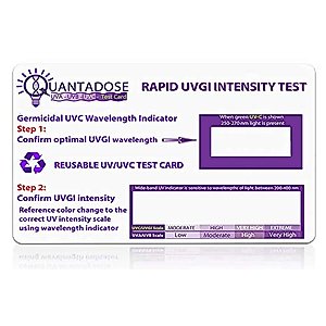 2nd Gen QuantaDose® Reusable UVC Light Test Card with UV Intensity Strip Sensitive to UVA/UVB/UVC Light