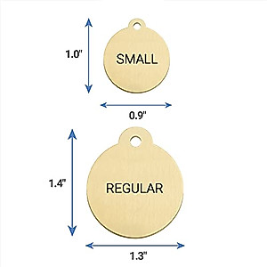 GoTags Personalized Pet ID Tags, Solid Brass Dog Tags and Cat Tags, up to 6 Lines of Custom Text, Engraved on Both Sides, Bone, Round, and Heart Shapes