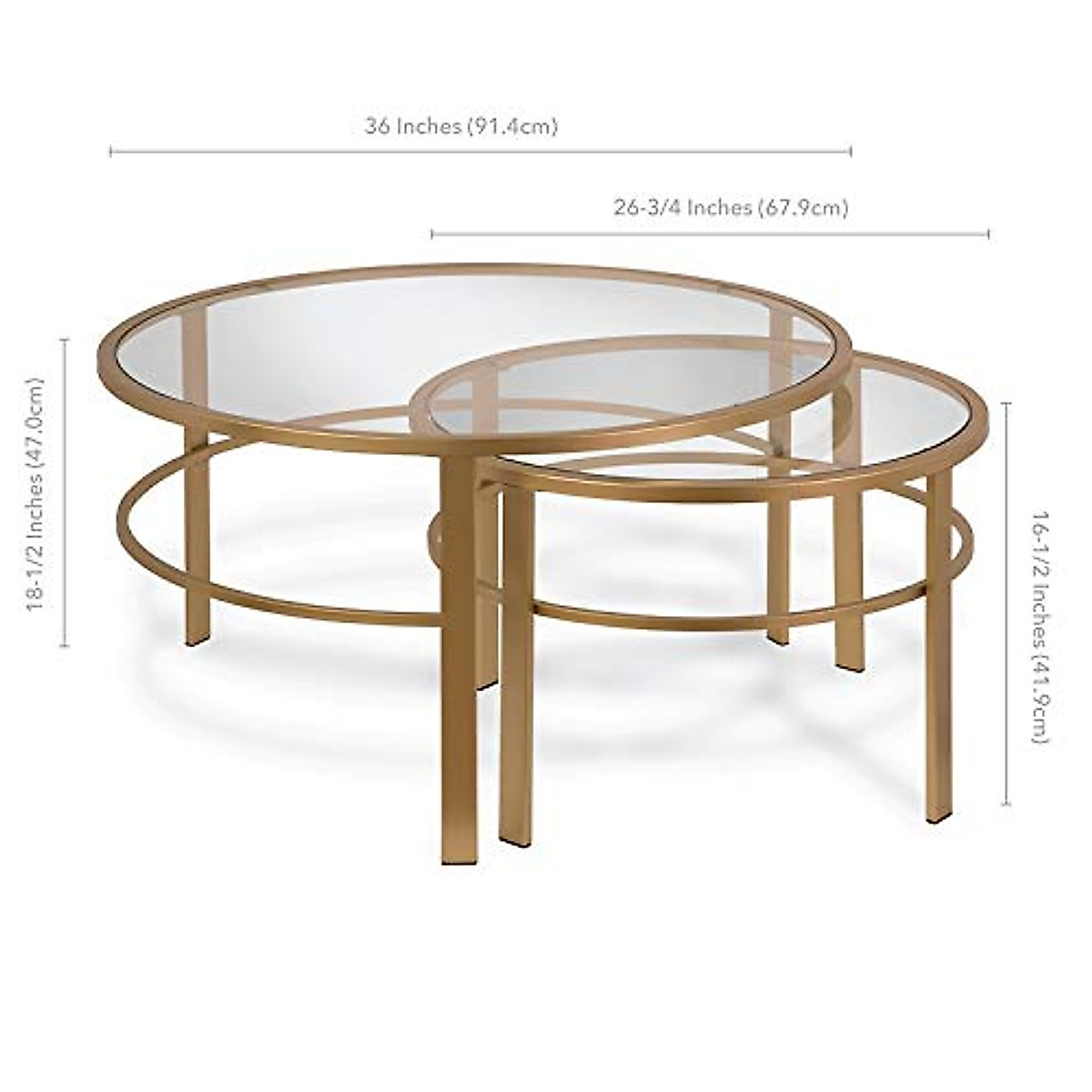 Henn&Hart Round Nested Coffee Table in Brass, Coffee Table coffee tables for living room, studio apartment essentials