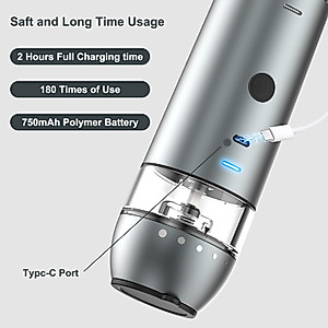 Electric Salt and Pepper Grinder 2 In 1 Duel Heads Grinding, Type-C Rechargeable, One Button Operation & Gravity, Automatic Salt Pepper Mills with Ceramic Grinding Teeth, 5-Precise Grind Settings