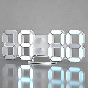 EDUP LOVE 3D Digital Alarm Clock, Modern Design LED Wall/Desk Clocks 12/24H Time/Date/Temperature Display, Nightlight/Brightness Adjustable/White Light for Kitchen/Office/Living Room/Classroom/Hotel