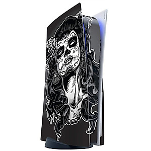 ITS A Skin Skins Compatible with Sony Playstation 5 Console Disc Edition - Protective Decal Overlay Stickers wrap Cover - Sugar Skull Girl Dia de Los meurtos
