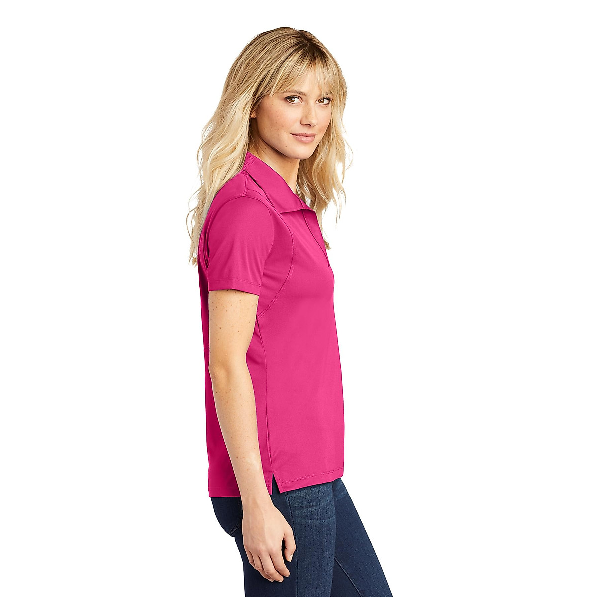 SPORT-TEK Women's Micropique Sport Wick Polo L Pink Raspberry