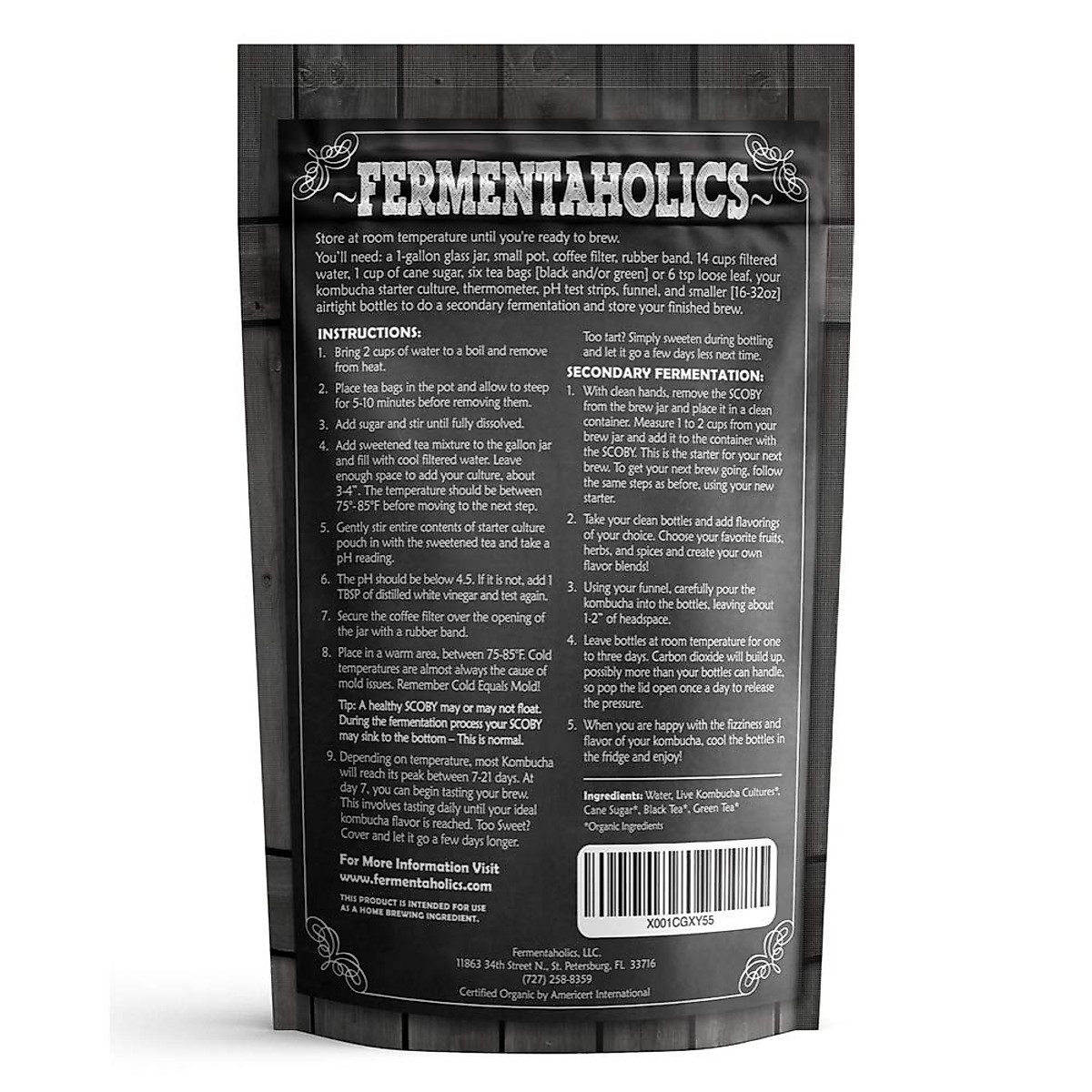 Fermentaholics ORGANIC Kombucha SCOBY With Twelve Ounces of Starter Tea - Live Starter Culture - Makes A One Gallon Batch - 1.5 Cups of Strong Mature Starter Tea - Brew Your Own Kombucha