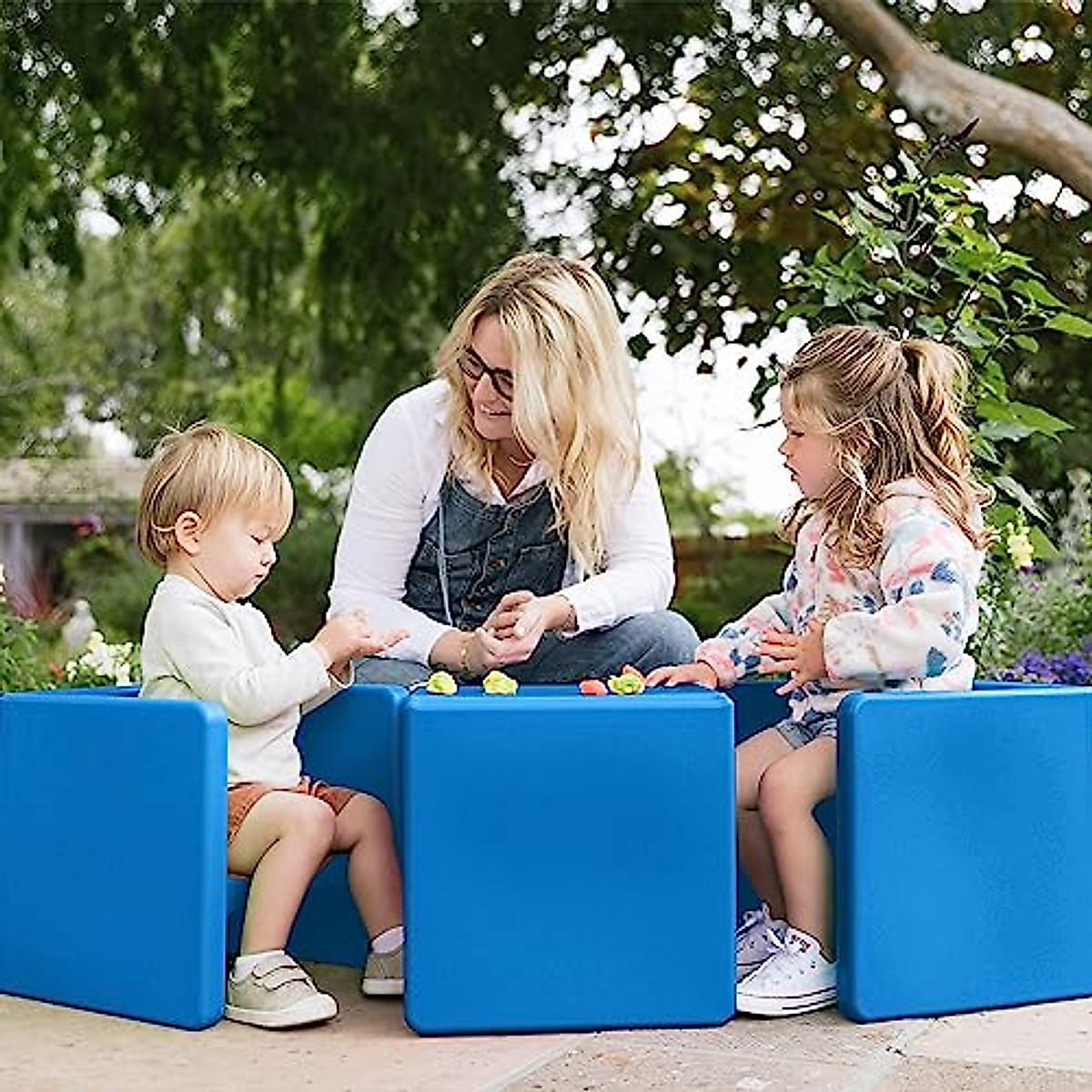 ECR4Kids Tri-Me 3-in-1 Cube Chair, Kids Furniture, Blue, 4-Piece
