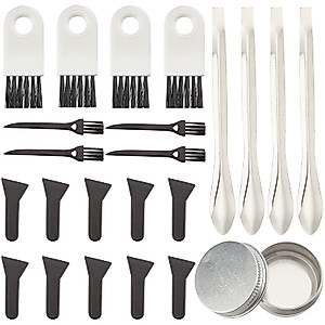 GORGECRAFT 23PCS Black Scrapers Brushes and Spoons Kit for Grinder Including Pollen Scraper Plastic Cleaning Brush Stainless Steel Spatula Micro Scoop Aluminium Tin Cans for Grinder