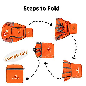 FENGDONG 35L Lightweight Foldable Waterproof Packable Travel Hiking Backpack Daypack for men women Orange