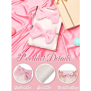 SATINIOR womens Kawaii Leg Warmer Fuzzy Fluffy Bow Cartoon Cosplay Over the Knee Socks, White and Pink, Medium