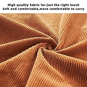 KALIDI Women Corduroy Tote Bag Large Shoulder Bag with Zipper Pockets Big Capacity Casual Handbags Shopping Bag for Girls, Brown