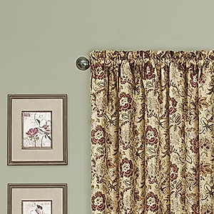 Waverly Navarra Modern Farmhouse Room Darkening Thermal Rod Pocket Window Curtain for Bedroom (1 Panel), 52 in x 84 in, Antique