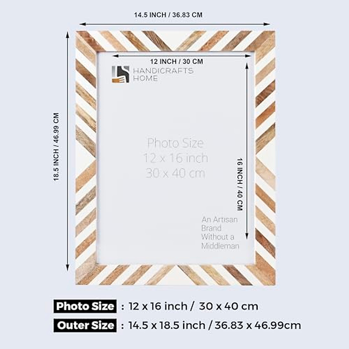Handicrafts Home Picture Frame 12x16 Photo Frames, Marquet-Chevron Collection, Pack of 2
