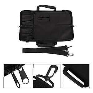 Angoily 1PCS Black Chef Knife Roll Bag for Chefs, 7 Slots Portable Chef Knife Case Storage Roll Bag with Carry Handle and Adjustable Band