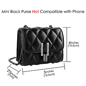 Mini Purse Clutch for Women, Black Quilted Lattice Mini Cute Crossbody Bag, Trendy Small Shoulder Handbag with Chain Strap