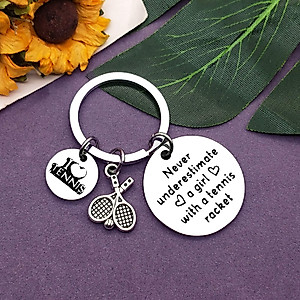 Vadaka Tennis Lover Jewelry Gift Tennis Gift Keychain for Girls Teens Tennis Girl Jewelry Tennis Player Gift Inspirational Gift for Tennis Girl Christmas Birthday Graduation Gift