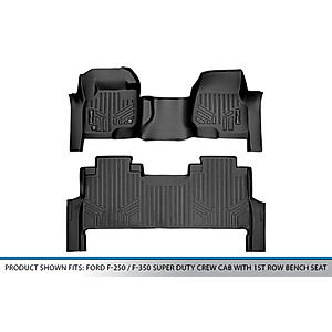 MAXLINER Custom Floor Mats 2 Row Liner Set Black Compatible with 2017-2022 Ford F-250/F-350 Super Duty Crew Cab with 1st Row Bench Seat