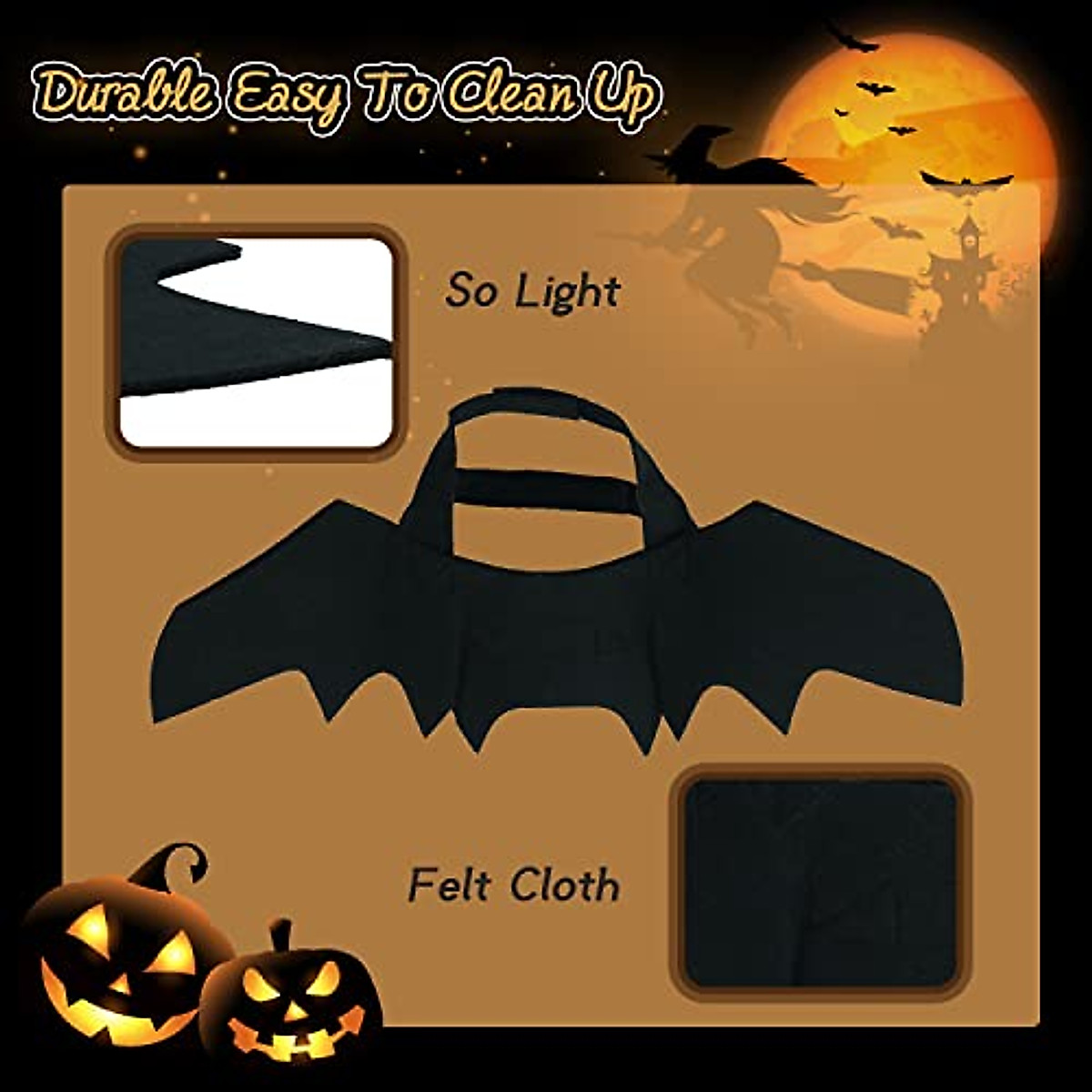 LUZGAT Dog Halloween Costumes Bat Wings for Small Large Dogs Cats Cosplay Funny Boy Accessories Party Clothes 17"x8"