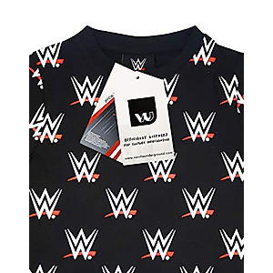 WWE Wrestling All Over Print Boys Kids Black Logo T-Shirt