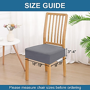 Smiry Waterproof Seat Covers for Dining Room Chairs Set of 2, Stretch Jacquard Removable Washable Chair Seat Slipcovers Protector, No Rear Covers, Grey