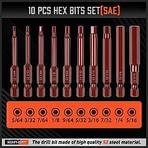 Allen Wrench Drill Bits, HORUSDY 20-Piece S2 Steel Hex Bit Set, Metric & SAE Magnetic Hex Bit Set, 2.3" Long with Bit Holder
