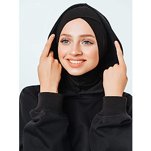 VeilWear Instant Hijab for Headphones and Glasses, Sport Head Scarf, Ready to wear Muslim Accessories for Women (Black)