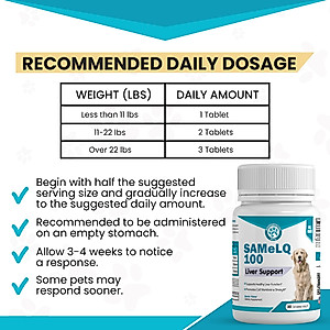 Same 100, Liver Support for Dogs, SAM e Chewable Hepatic Support for Dogs, Promotes Cell Membrane Strength, Bacon Flavor (60 Count)