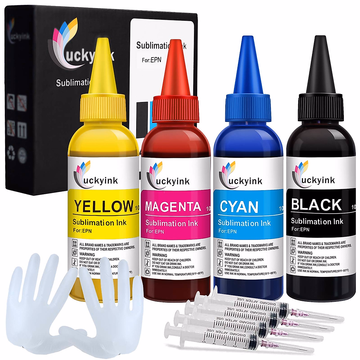 Luckyink Sublimation Ink Refill for Ecotank ET2720 ET2760 ET4700 WF7710 WF7720 WF7210 WF3640 WF3620 WF7110 C88 C88+ Printer Heat Press Transfer on Cloth, Pillow Case, Cap, Bag with sublimation printer