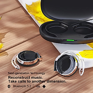 Clip on Headphones Bluetooth V5.3, Open Ear Earphones Wireless with Earhooks, Ear Clip On-Ear Headphones, Sports Headset Bluetooth with 4 Microphones, Noising Cancelling/Long Battery Life(Black)