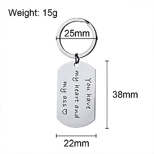 ShiQiao Spl You Have My Heart and My Ass Keychain Boyfriend Girlfriend Gifts Keyring Wife Husband Gifts