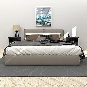 PrimeZone Modern Nightstand with 3 USB Ports - Waterproof Bedside Table with Cabinet & Open Storage, End Side Table Furniture for Bedroom, 16" D x 18" W x 24" H, Black