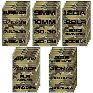 Aolamegs Ammo Can Vinyl Sticker Set, Caliber Decal Labels for Ammo Cans(80 Pack/20 Varieties camo Green)