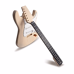 Fistrock DIY Electric Guitar Kit Beginner Kits 6 String Right Handed with Basswood Body Maple Neck Poplar Laminated Fingerboard Build Your Own Guitar.