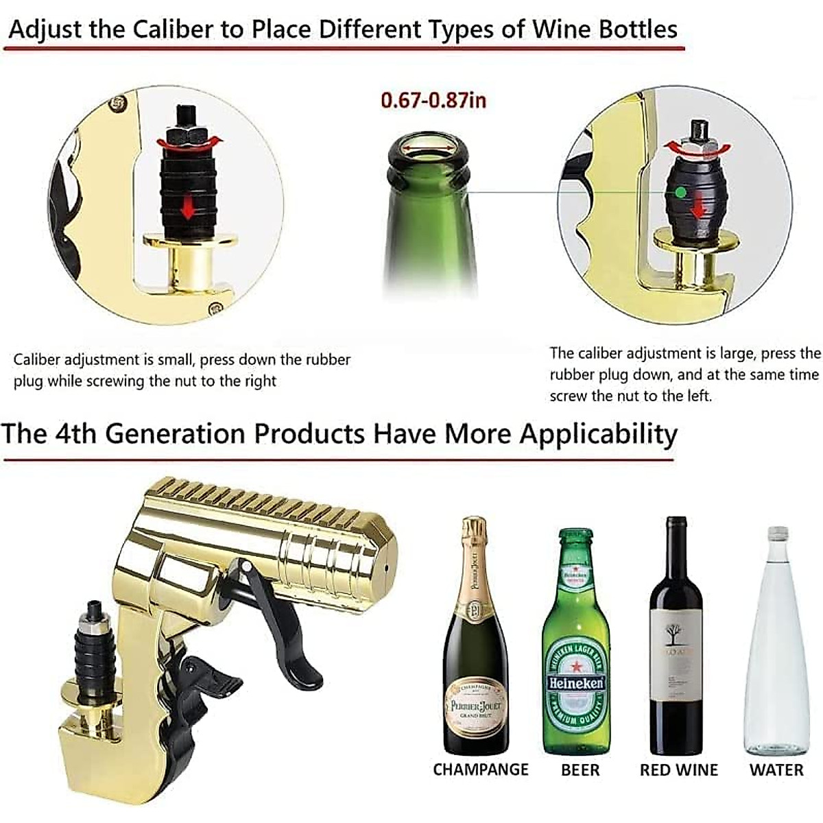 SIULAS Champagne Gun, 4th Generation Upgraded Beer Gun Shooter, Adjustable Champagne Spray Gun, for All Kinds of Bachelorette Parties, Birthdays, Celebrations (g6)