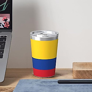 12oz Tumbler Colombia Flag Stainless Steel Cup With Straw And Lid Spill Proof Bulk Double Wall Vacuum Reusable Water Tumblers For Cold Hot Drink
