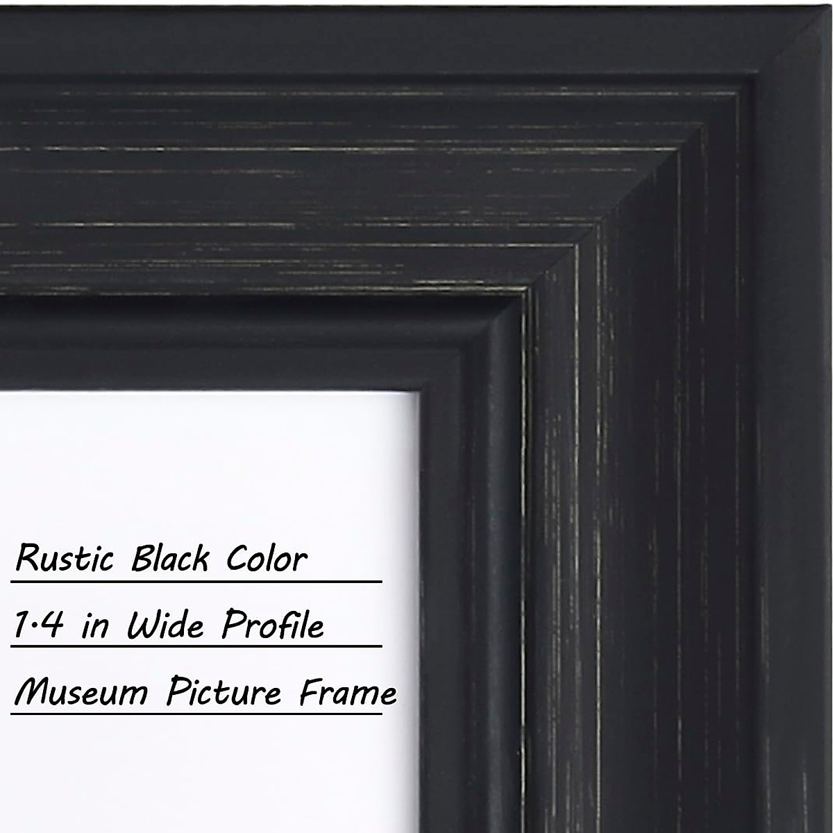 Yaetm 16x20 Picture Frame Matted to 11x14 Set of 2, 1.4" Wide Molding & Distressed Black Poster Frames 16 x 20 inches, Wall Gallery Rustic Frame Set for Wall Mounting (2 pack, Black)