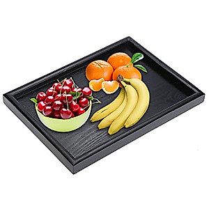 Solid Wood Serving Tray Rectangle Shape Handmade Multi Purpose for Tea Coffee Snack Food Fruit Water Tea Coffee Juice Breakfast Kitchen Decor 10 x 7.2 x 0.8 inch