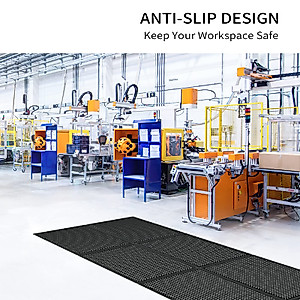 ROVSUN 2-Pack Rubber Floor Mat with Holes, 36''x 60'' Anti-Fatigue/Non-Slip Drainage Mat, for Industrial Kitchen Restaurant Bar Bathroom Utility Garage Pool Entry Door Mat, Indoor/Outdoor Cushion