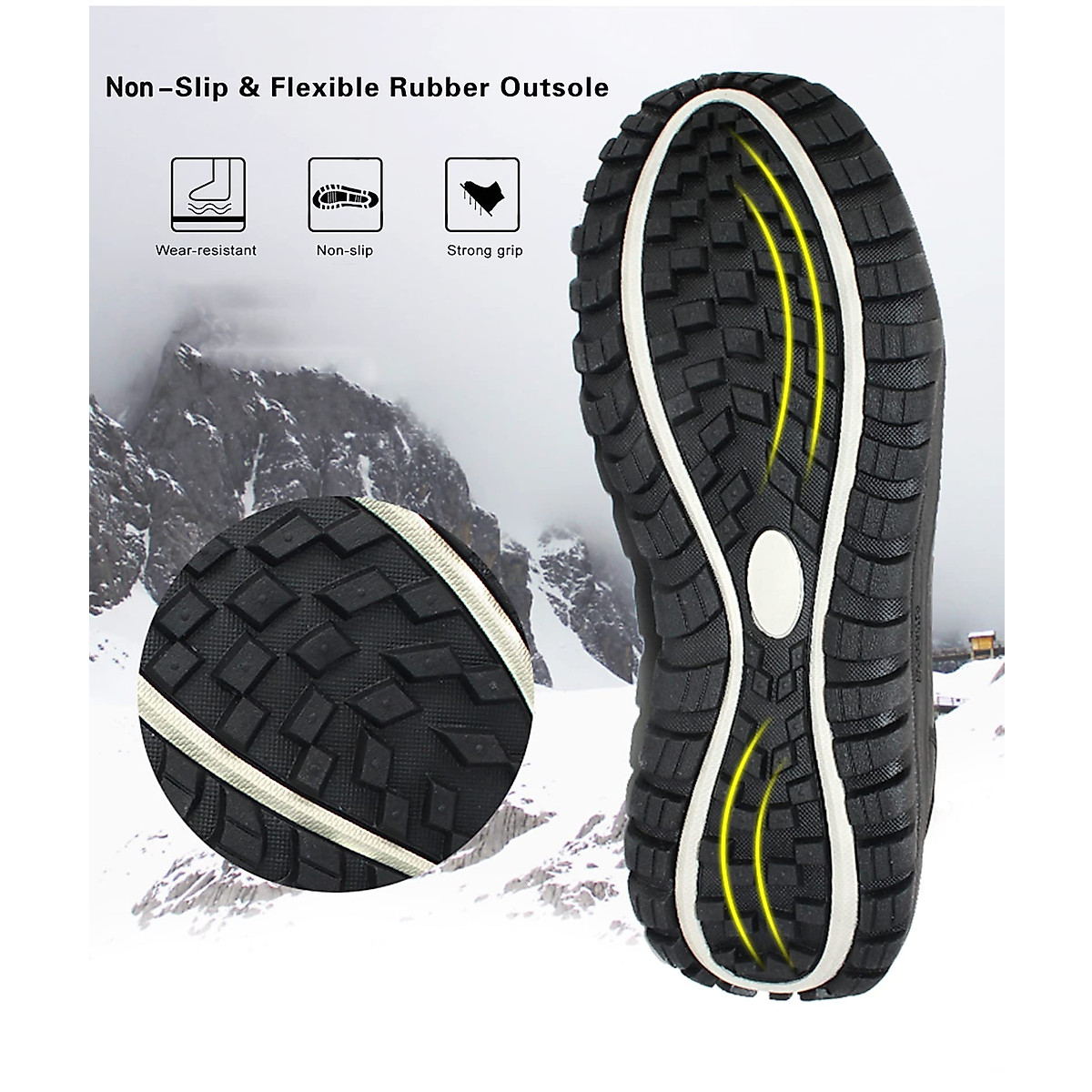 ROCKMARK Men's Winter Snow Boots Outdoor Warm Mid Calf Waterproof Durable Boot Non-Slip Warm Climbing Shoes (9.5, Red)