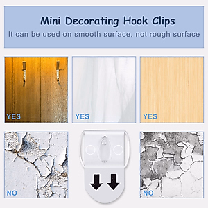 Jetec 120 Mini Clear Hook Clips With144 Pcs Tapes Christmas Transparent Light Hook Clips Self Adhesive Hooks Hanging Clip Multifunction Xmas Decoration Wall Hanging Clips for Outdoor Indoor