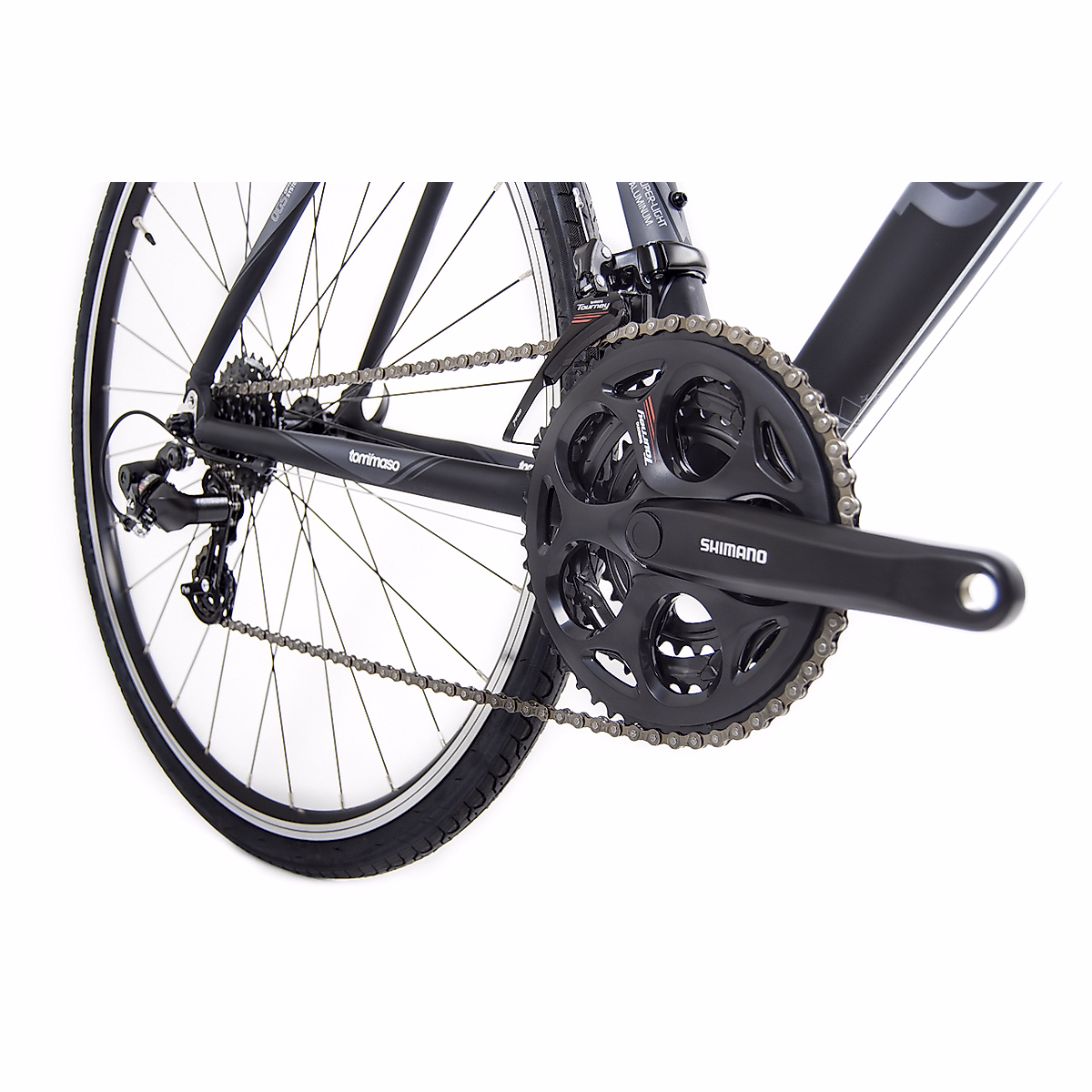 Tommaso Sorrento Shimano Tourney Hybrid Fitness Bike, Matte Black/Grey - Large