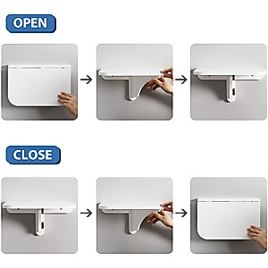 WELLAND 11.8" x 8.25" White Wall Mounted Desk Small Floating Shelves Set of 2 Folding Wall Shelves Drop-Leaf Table Fold Down Desk for RV, Camper, Loft Beds