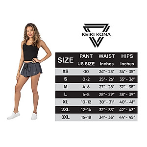 Keiki Kona 2-in-1 Flowy Fitness Shorts - Quick Dry Comfortable Workout Shorts with Drawstring (Black, Small)