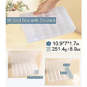 Cqhxvw Bead Organizer Box Tackle Box Organizers and Storage Beads Storage Containers Jewelry Making Organizer Sewing Box Plastic Compartment Organizer Box with Dividers 36 Grid Box