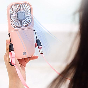 New Upgrade Handheld Fan Small Personal Fan with 3 Speeds Neck Rechargeable Portable Fan Powerful Mini USB Outdoor Fan Quiet Small Desk Fan Free Angle Good for Travel Home Office School - Black