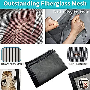 Premium Garage Door Screen for 1 Car Garage 9x8ft, Durable Heavy Duty Fiberglass Screen Mesh with Hook & Loop Tapes, Strips, Doors Screen with Powerful Magnets, Easy Assembly (Black, 9x8ft)