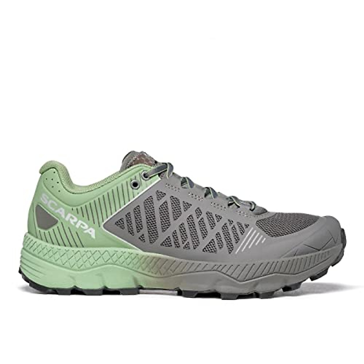 SCARPA Women's Spin Ultra Trail Shoes for Hiking and Trail Running - Shark/Mineral Green - 8 Women/7 Men
