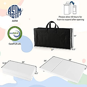 BABY JOY Pack n Play Mattress Pad, Dual Sided 2’’ Thick Foldable Mini Toddler 38''x26'' Crib Mattress w/Carrying Bag, Removable Zippered Cover, Portable Playard Mattress for Baby Toddlers