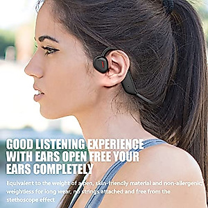 Open Ear Bone Conduction Headphones, Ougngrn Wireless Air Conduction Sport Earphones, Over-Ear Bluetooth 5.3 Lightweight Sweatproof Sports Headset for Running, Bicycling, Hiking,Work Out,Office(Black)