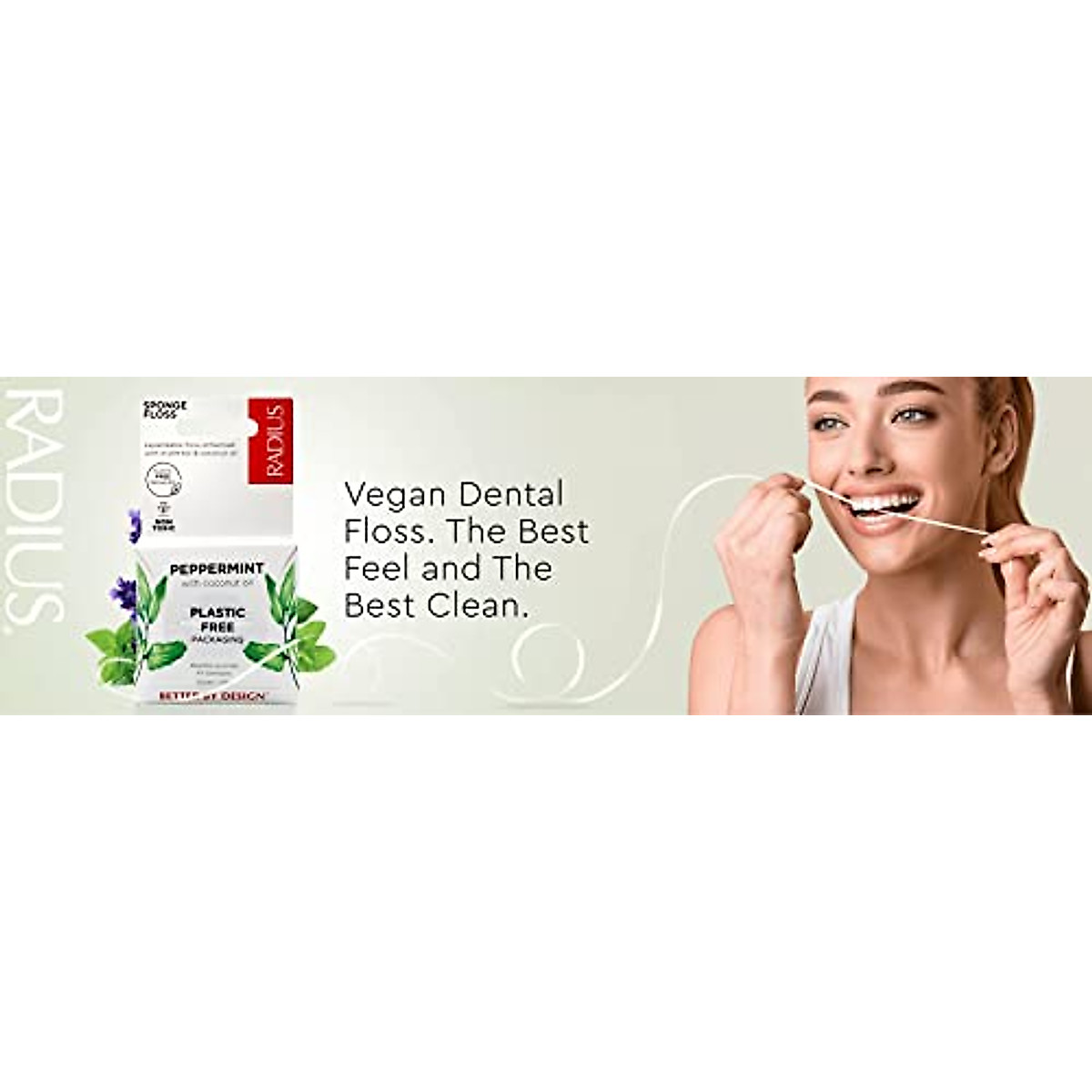 RADIUS Vanilla Mint Dental Floss 55 Yards Vegan & Non-Toxic Oral Care Boost & Designed to Help Fight Plaque - Pack of 2