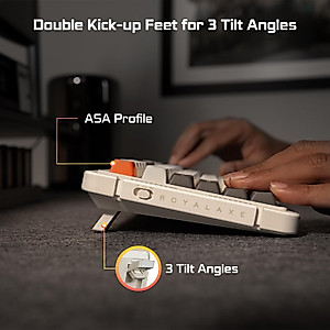 ROYALAXE L98 Wireless Mechanical Keyboard with 1.14” TFT LCD, Hot-swappable RGB Keyboard w/Gateron G Yellow Pro Switches, Bluetooth/2.4G/Wired, Gasket Mount, PBT Keycaps, Pebble White